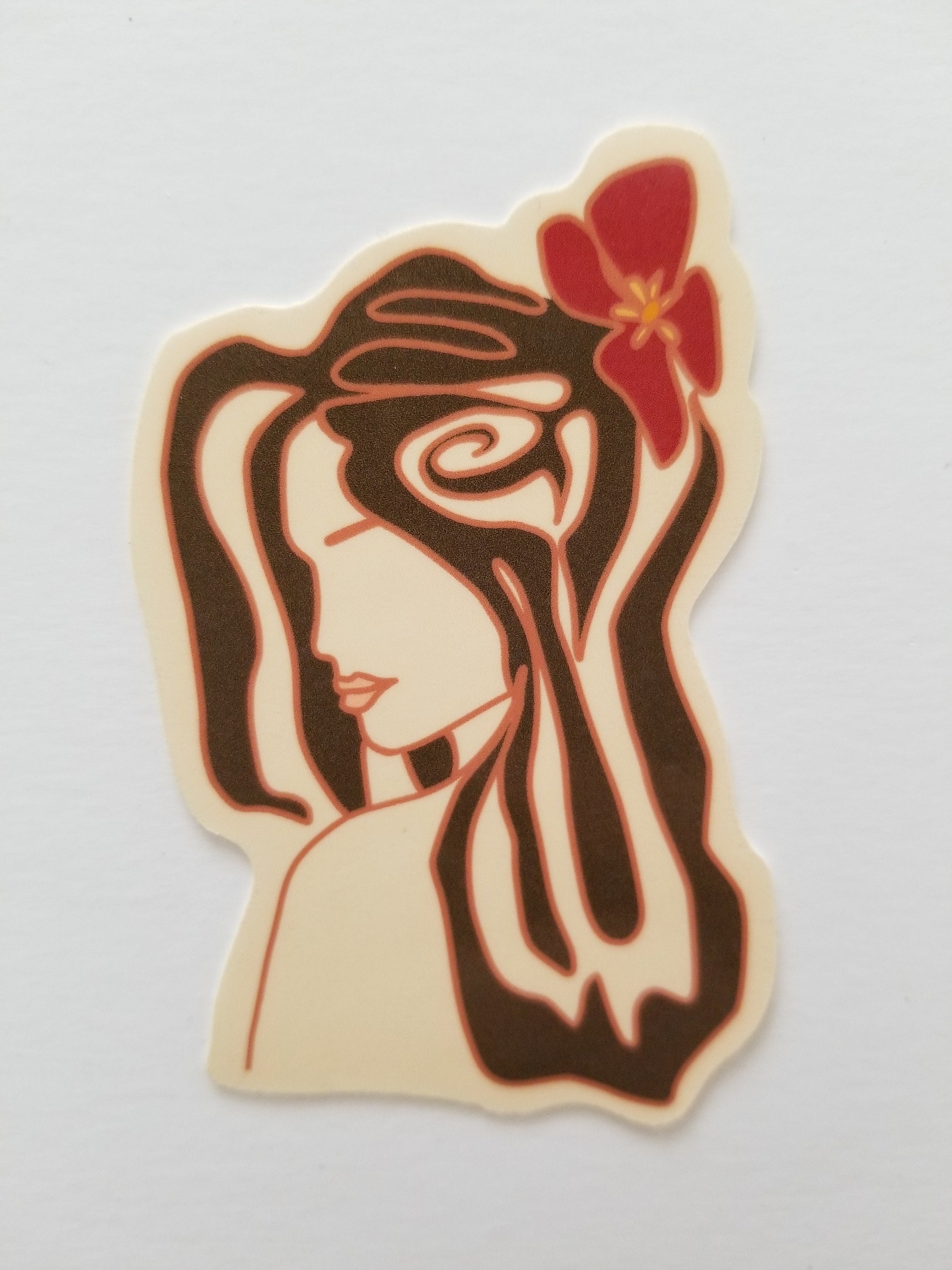 Island Girl Sticker Brown Line Art or Color Glossy Die Cut - Etsy