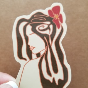 Island Girl Sticker Brown Line Art or Color Glossy Die Cut Sticker - Etsy