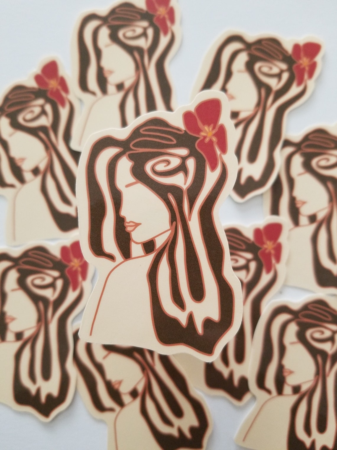 Island Girl Sticker Brown Line Art or Color Glossy Die Cut - Etsy