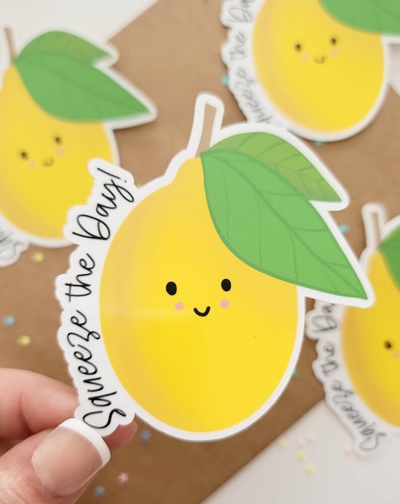 Squeeze the Day Sticker Cute Kawaii Lemon Motivational - Etsy