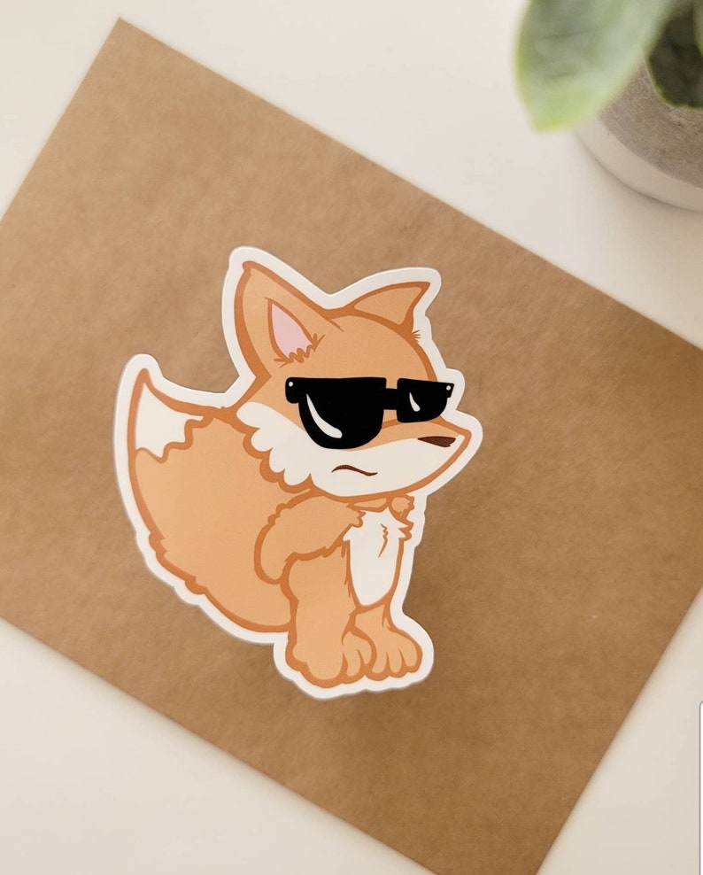 Cool as Fox Sticker Cute Funny Fox With Sunglasses Animal | Etsy