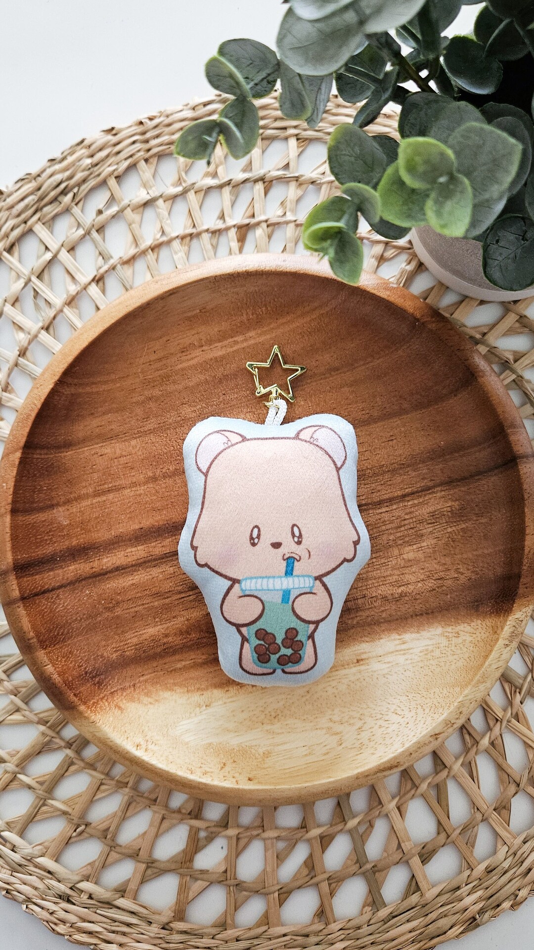 Boba Bear PILLOW KEYCHAIN Cute Kawaii Bear Teddy Keychain Charm ...