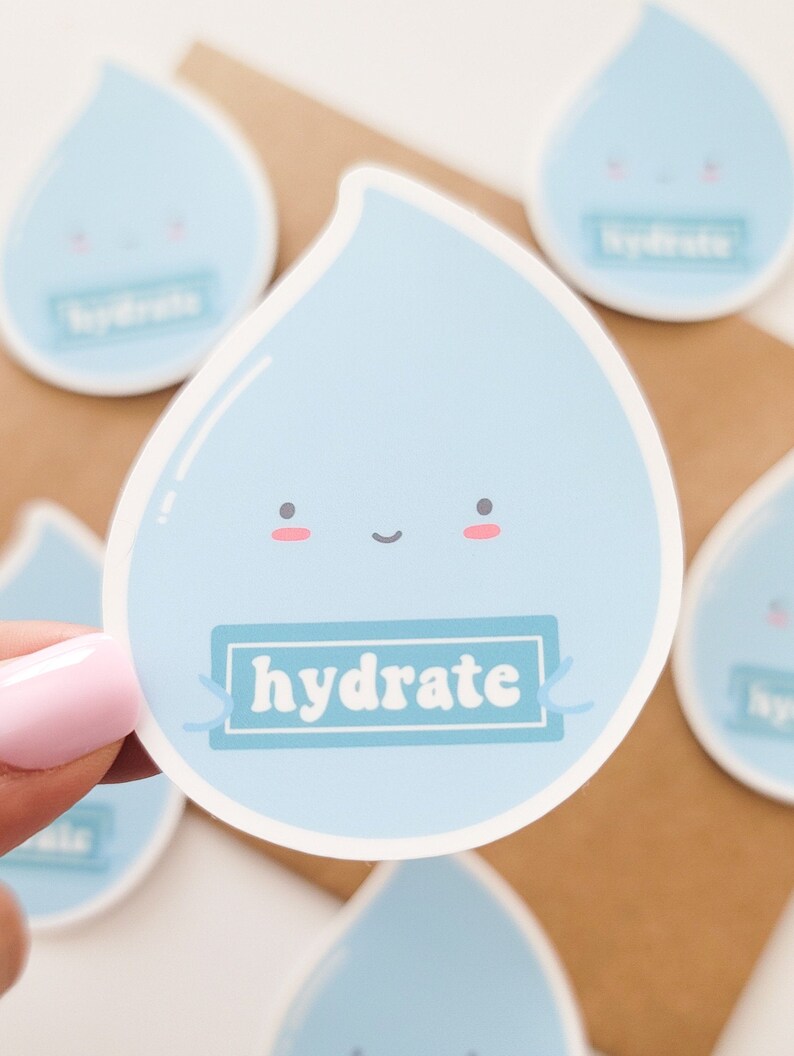 Hydrate Sticker Cute Water Drop Drink More Water H2o - Etsy