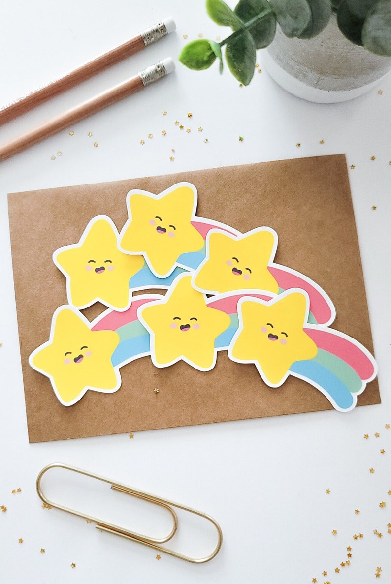 Shooting Star Sticker Cute Kawaii Star Shooting Star - Etsy