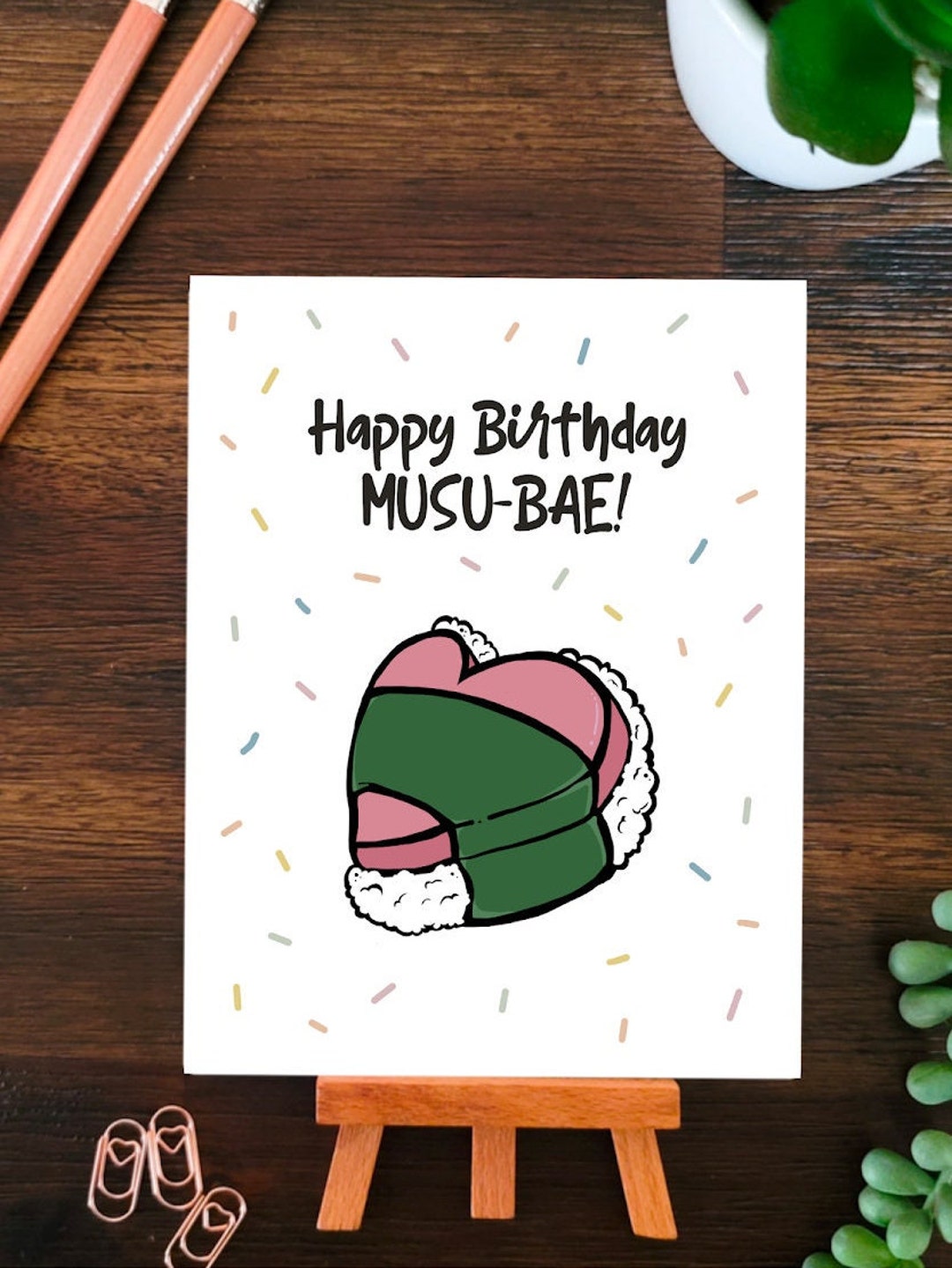 Happy Birthday Musu-bae Greeting Card | Spam Musubi Punny Card Spam ...