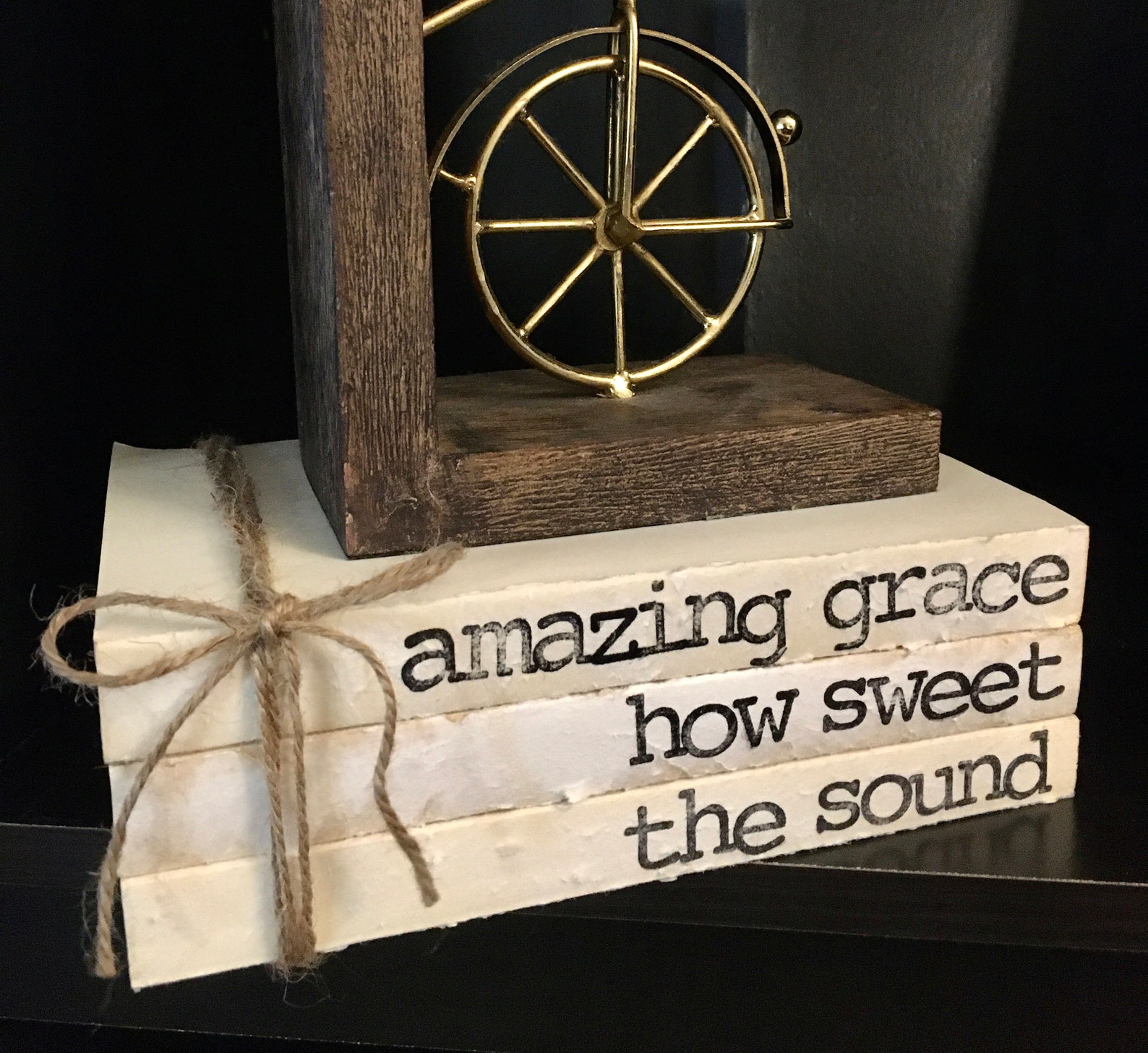 Hand Stamped Bible Verse Book Stack: Rustic Farmhouse Decor - Etsy