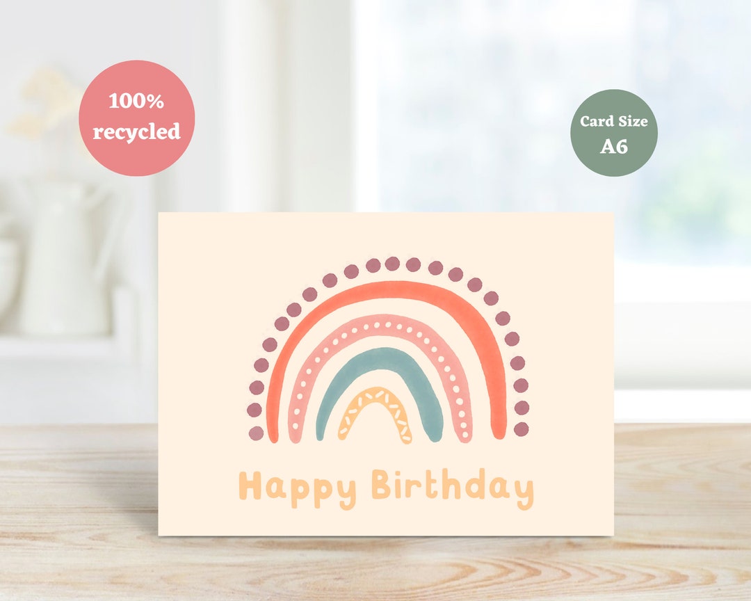 Happy Birthday Boho Rainbow Card | Option to Send Direct to Recipient ...