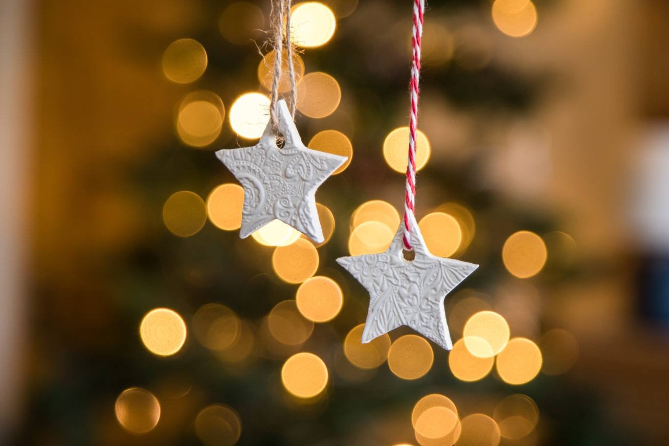 Set of 4 Small Star-shaped Christmas Decorations/gift Tags. Clay ...