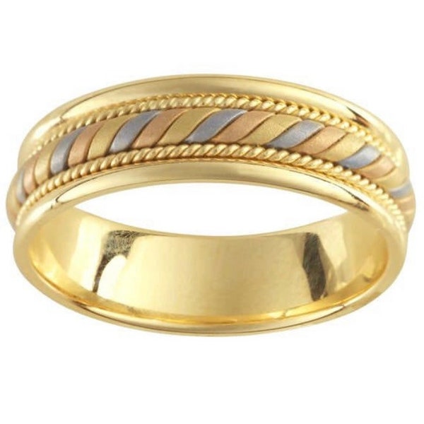 Tricolor Braided Wedding Band - Etsy