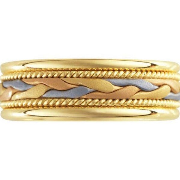 Tricolor Braided Wedding Band - Etsy