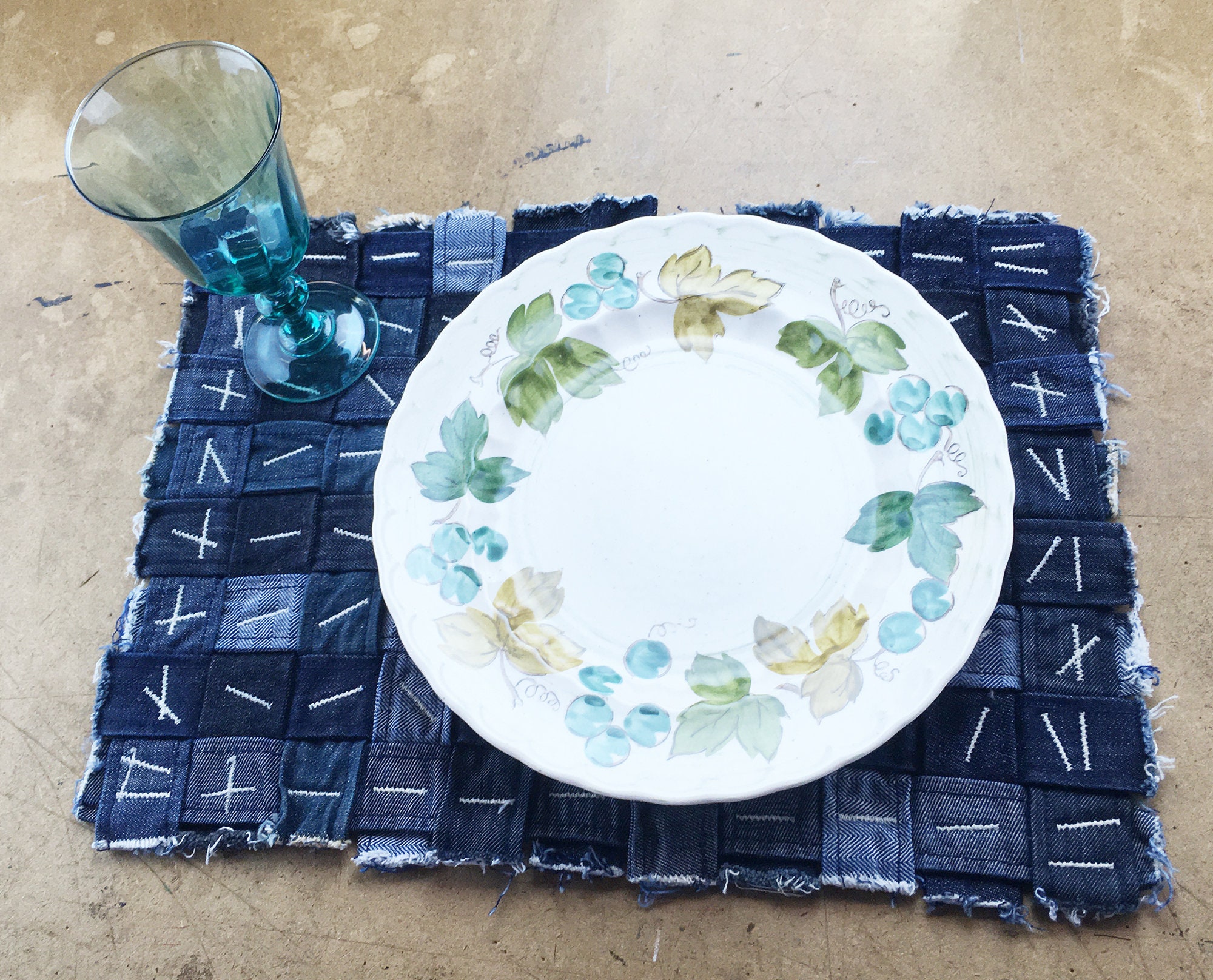 Woven Denim Place Mats Set of 4 - Etsy Sweden