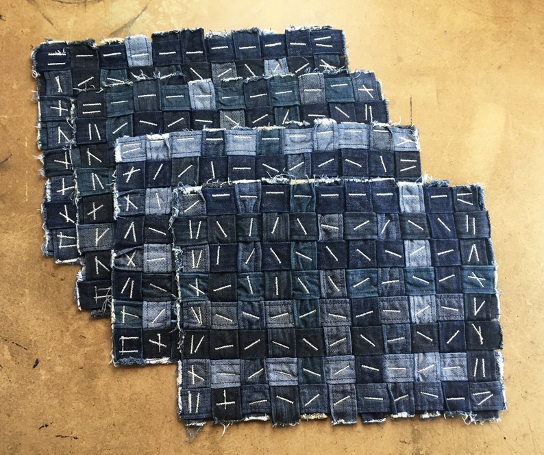 Woven Denim Place Mats- Set of 4 - Etsy