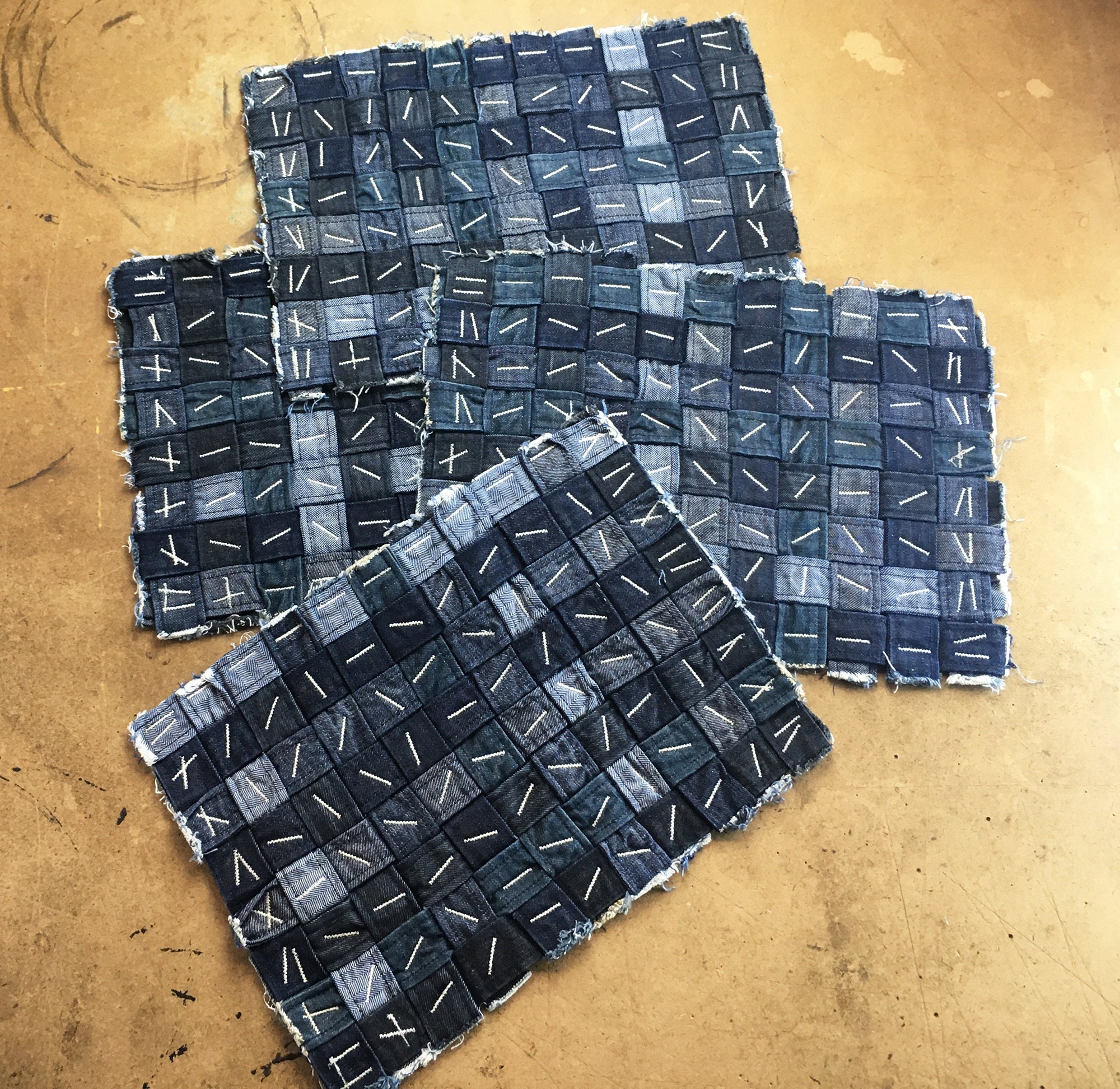 Woven Denim Place Mats Set of 4 - Etsy Sweden