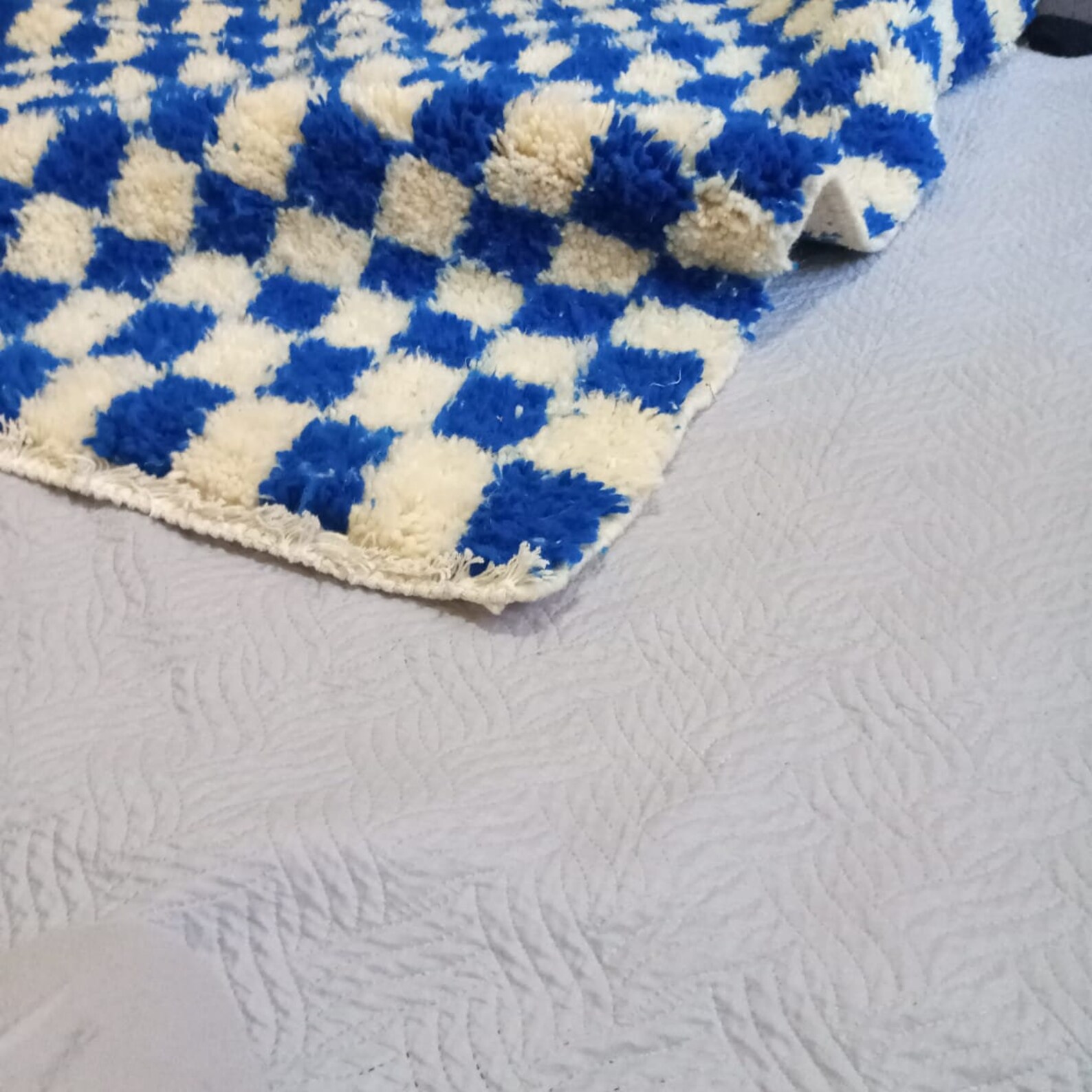 Checkered Rug Blue Checker Moroccan Rugs Runner Handmade - Etsy