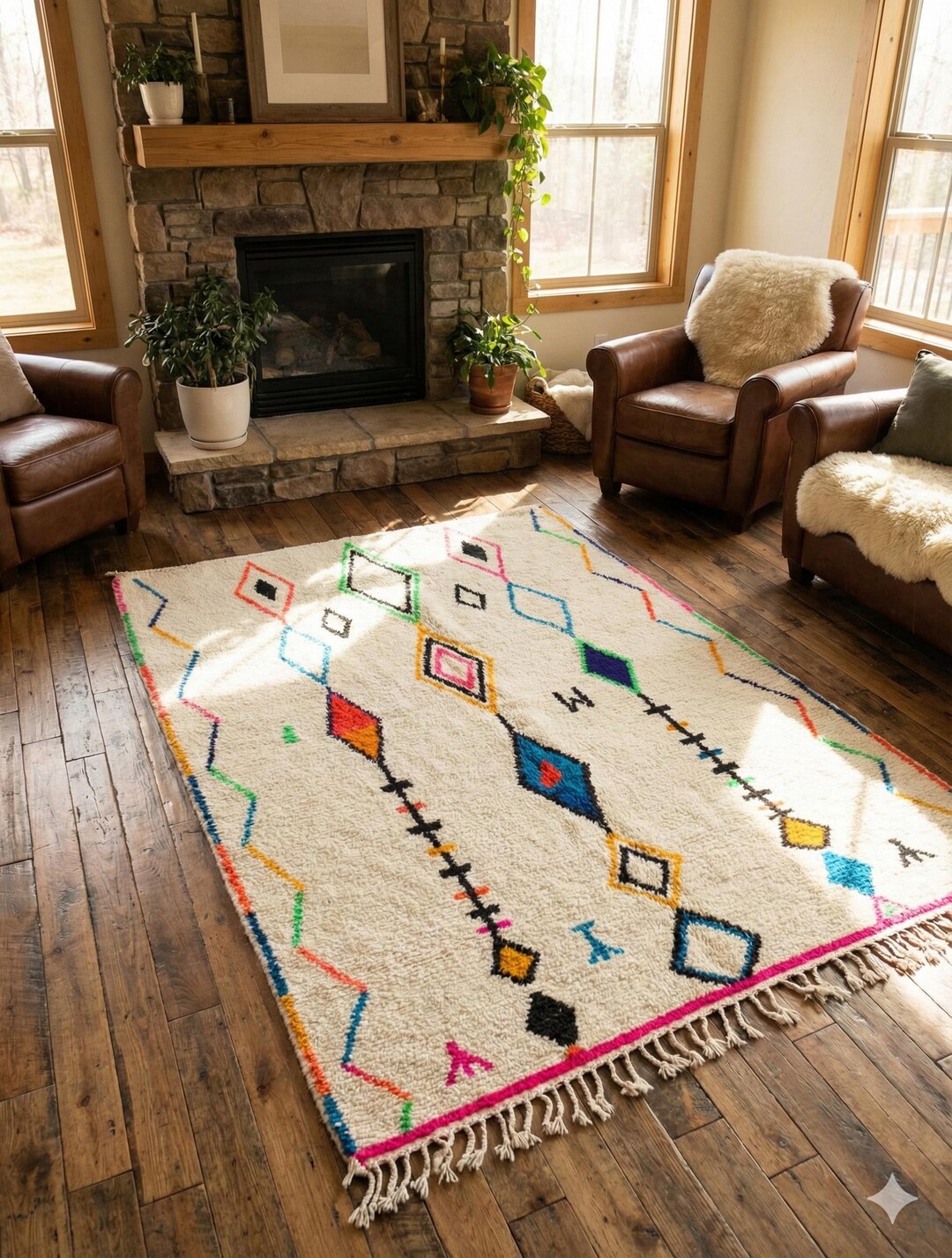 Moroccan Berber Rug , Colorful Beni Ourain Carpet 8x10 9x12 Custom Size ...