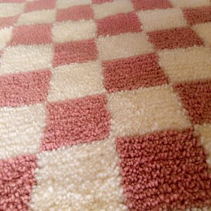 Pink Checkered Rug, Handmade Wool Rug, Moroccan Checkerboard Rug for ...