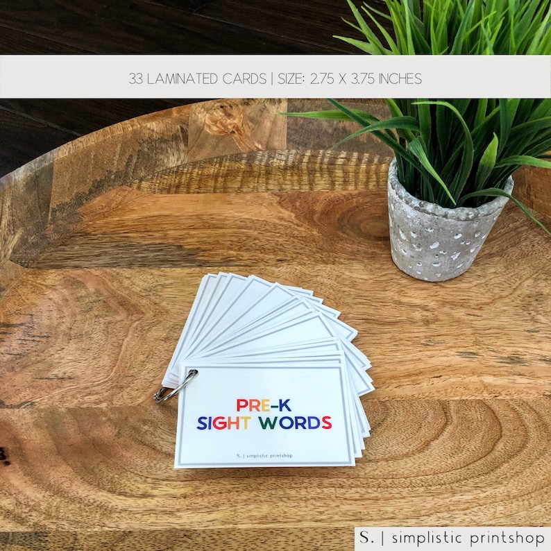 Pre K Sight Word Flashcards | 33 Sight Words | Laminated Flashcards ...