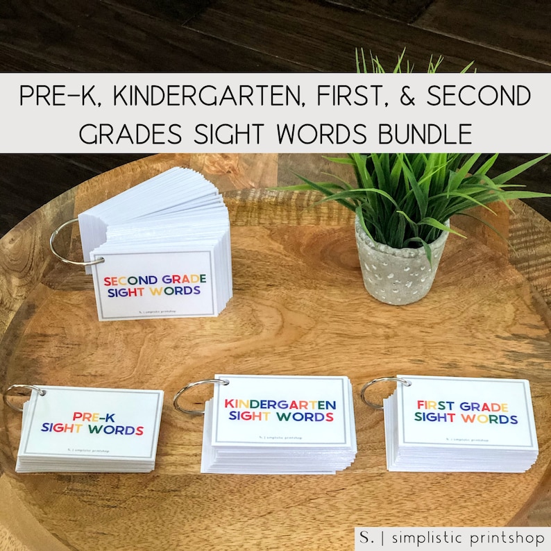 Pre-k, Kindergarten, First Grade, Second Grade Sight Word Flashcards ...