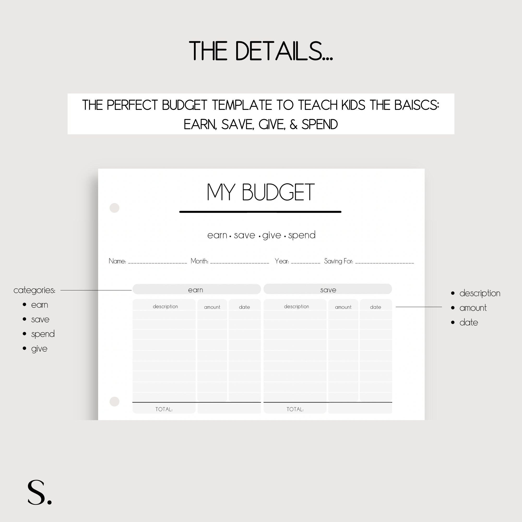 Budgeting for Kids | Budget Printables | Simple Budgeting Organizer ...