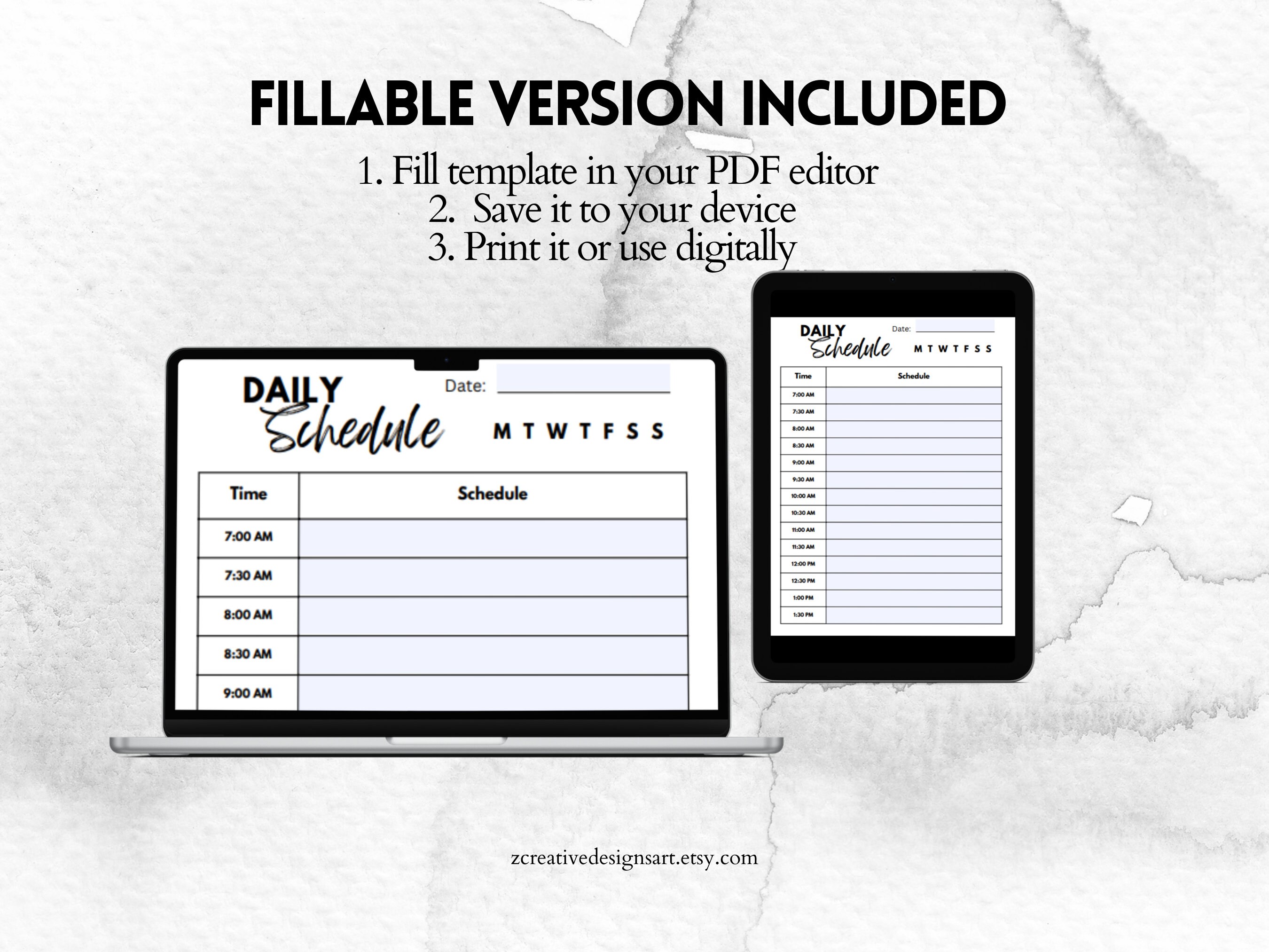 Minimalistic Daily Schedule Planner Efficient Task Planner Daily Task ...