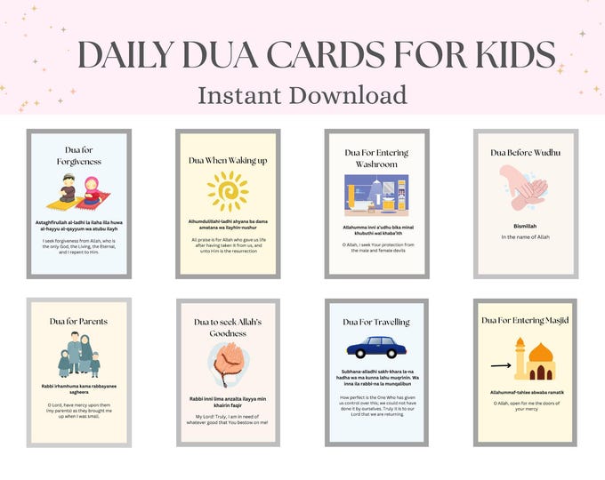 Kids Dua Cards, Islamic Kids Printables, Duas for Kids, Children Dua ...