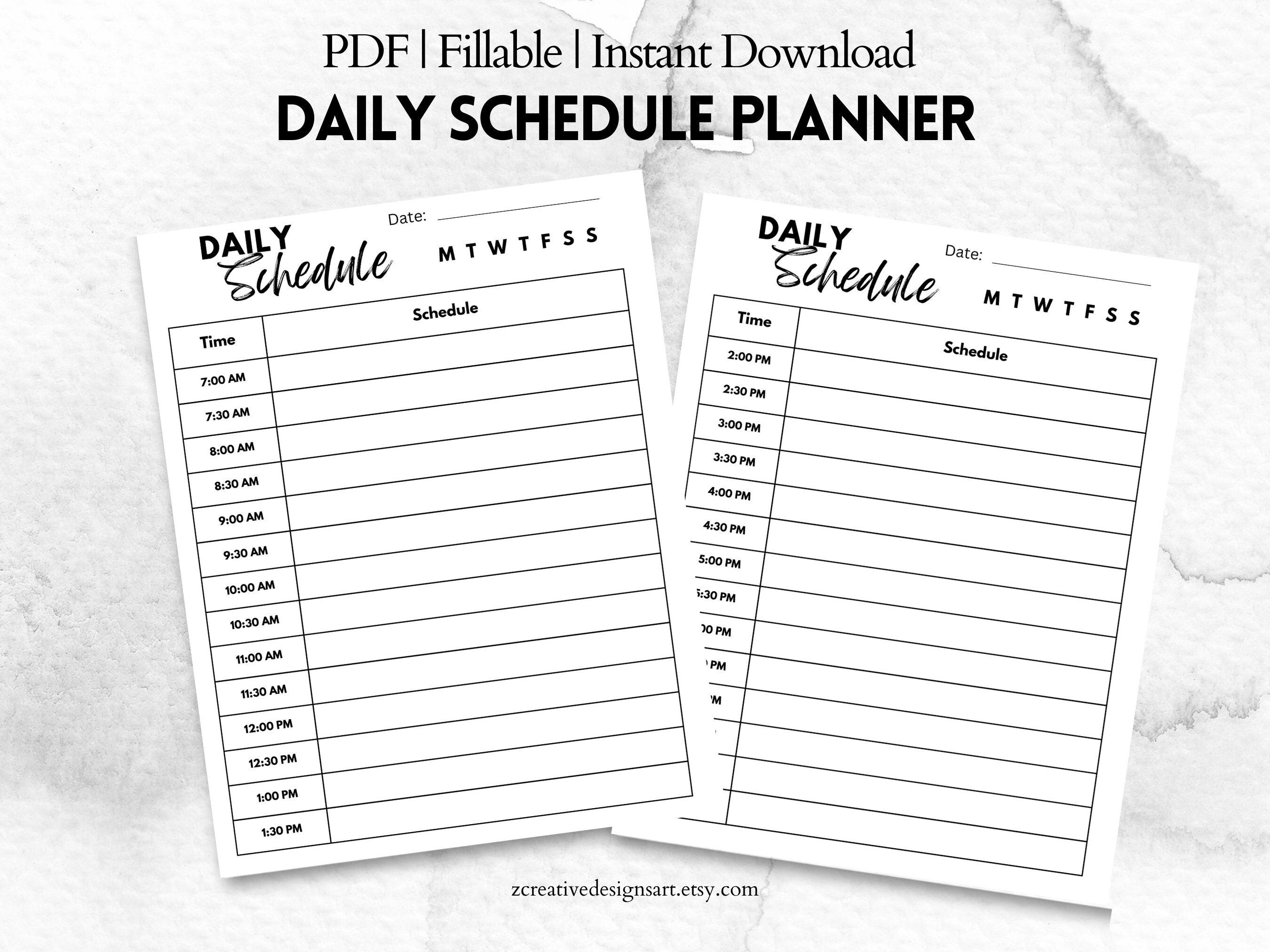 Minimalistic Daily Schedule Planner Efficient Task Planner Daily Task ...