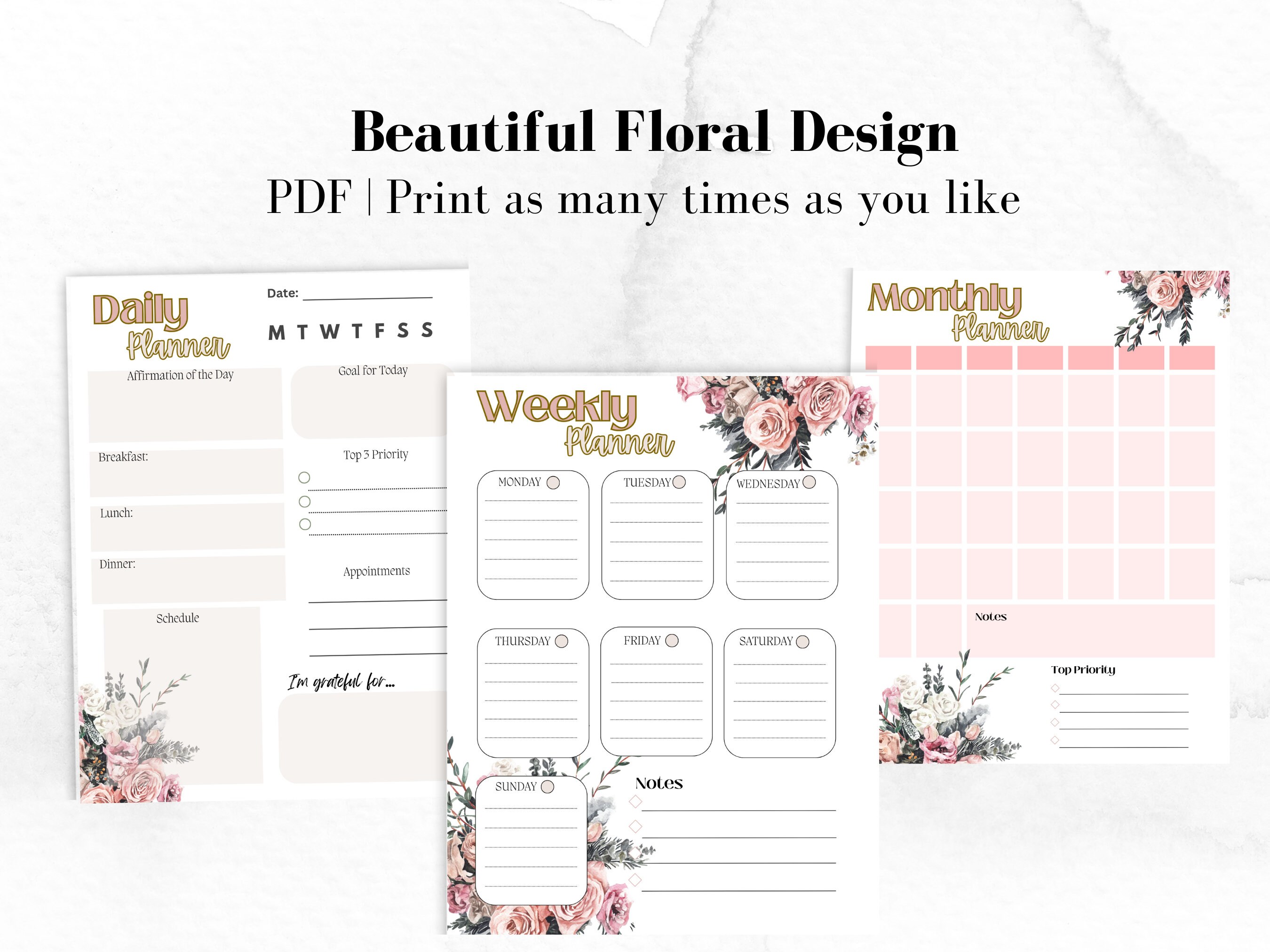 Ultimate Floral Digital Planner: Daily, Weekly & Monthly Organizers ...