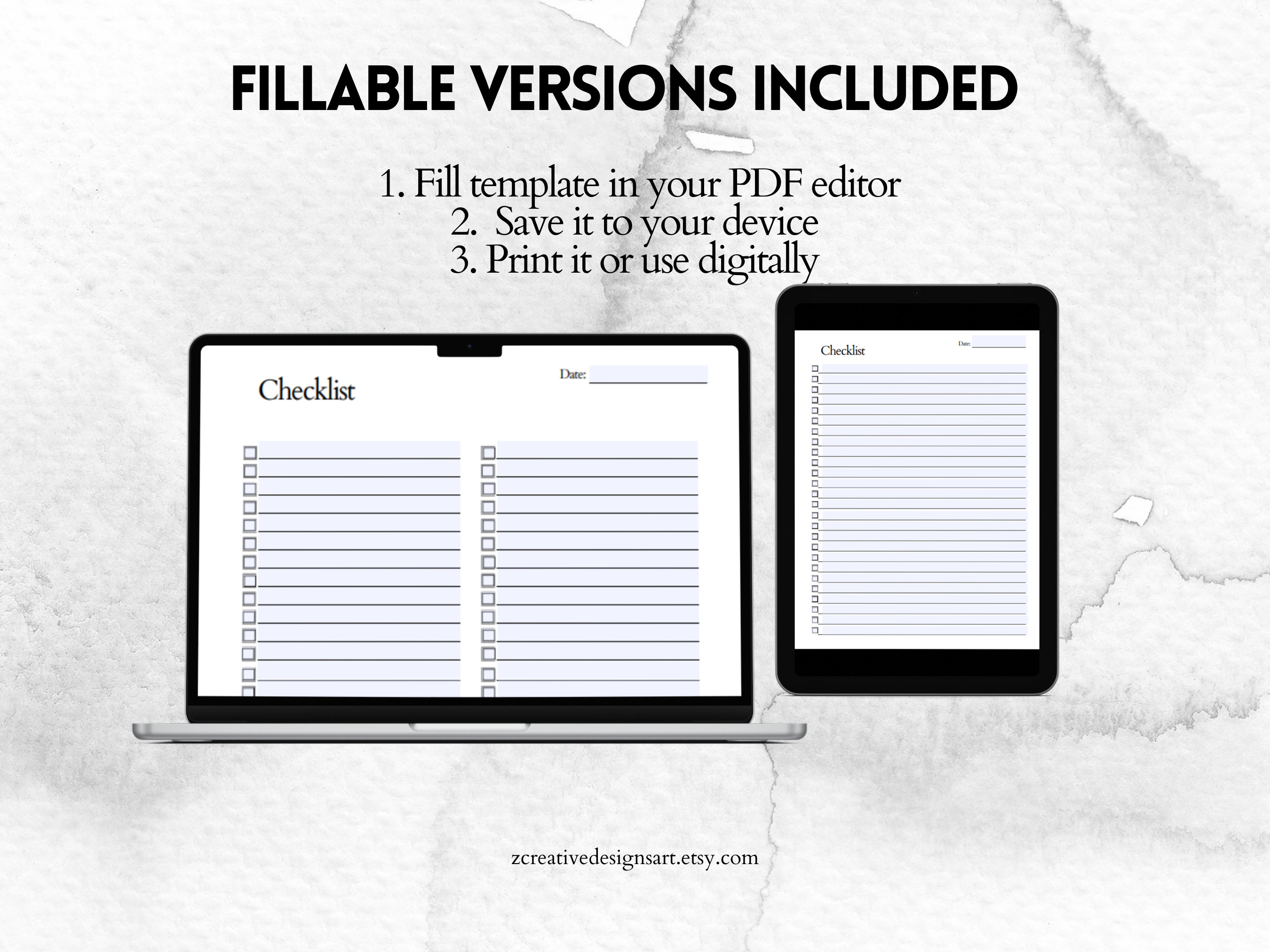 Digital Blank Checklist Templates | Printable & Fillable | Simple ...