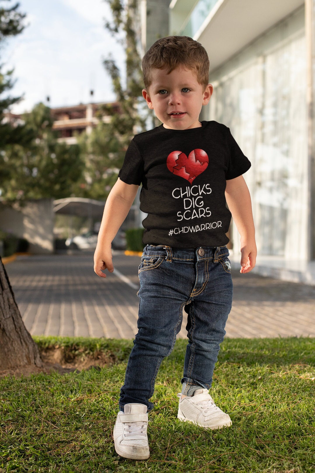 Chicks Dig Scars CHD Warrior Toddler Short Sleeve Tee, Congenital Heart ...