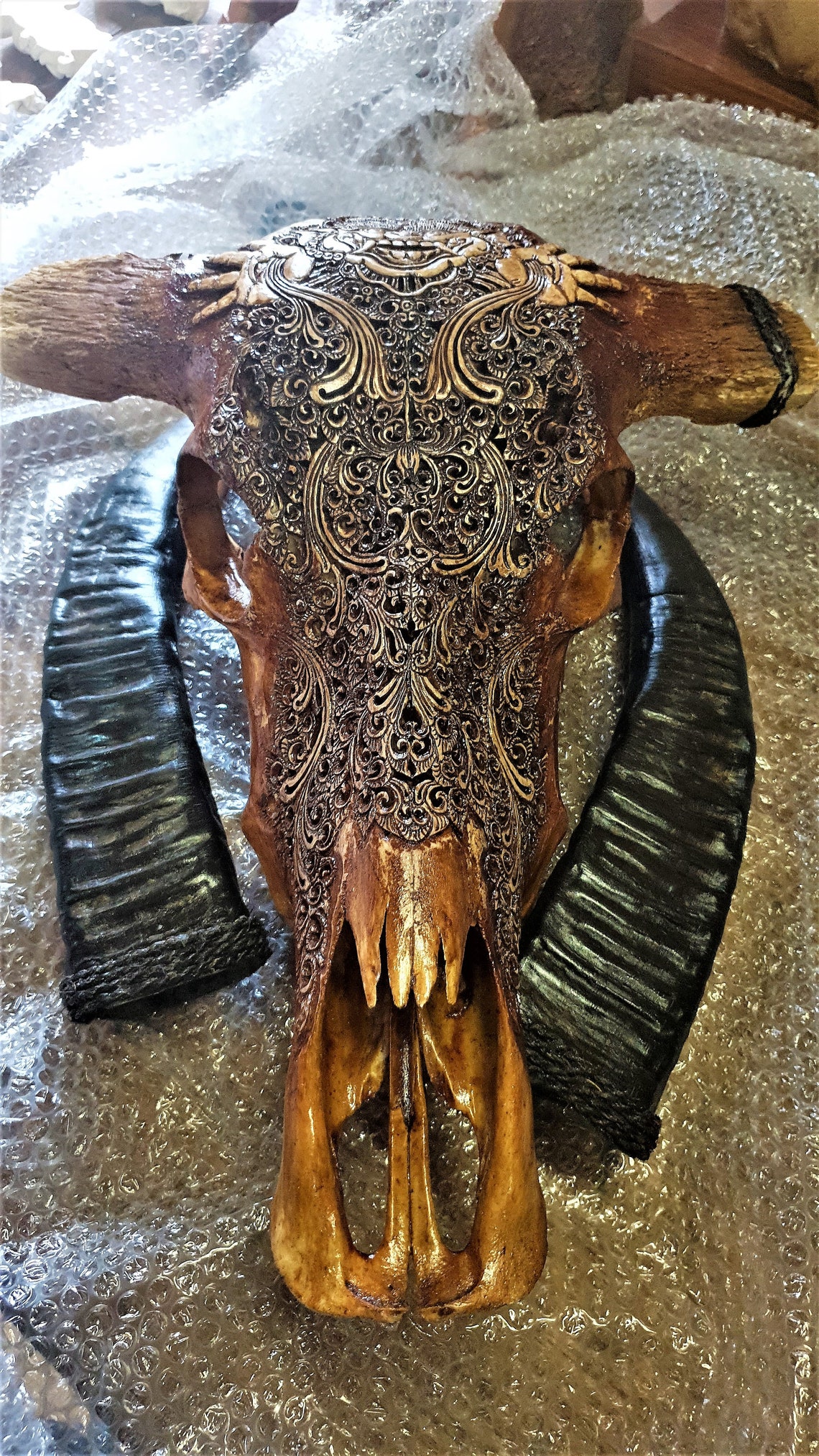 Made to Order Real Carved Buffalo Skull Skull & Cross Bones - Etsy