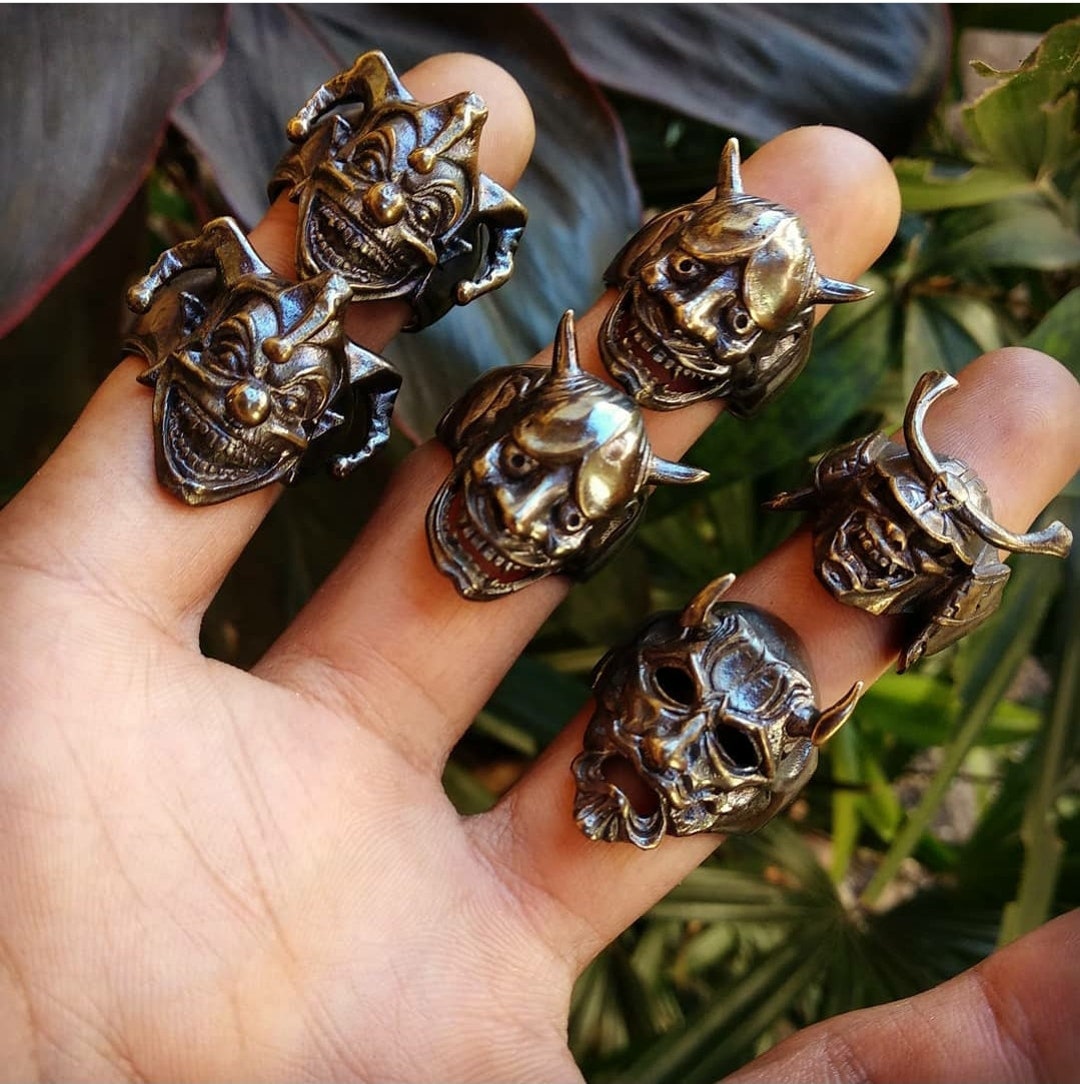 Solid Brass & Silver Rings Oni • Hannya • Samurai • Sugar Skull ...