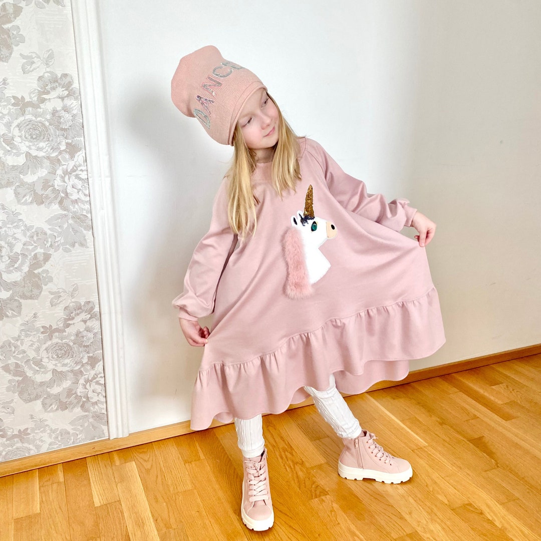 Jersey Girl Dress, Spring Pink Girl Dress, Birthday Gift, Dress ...