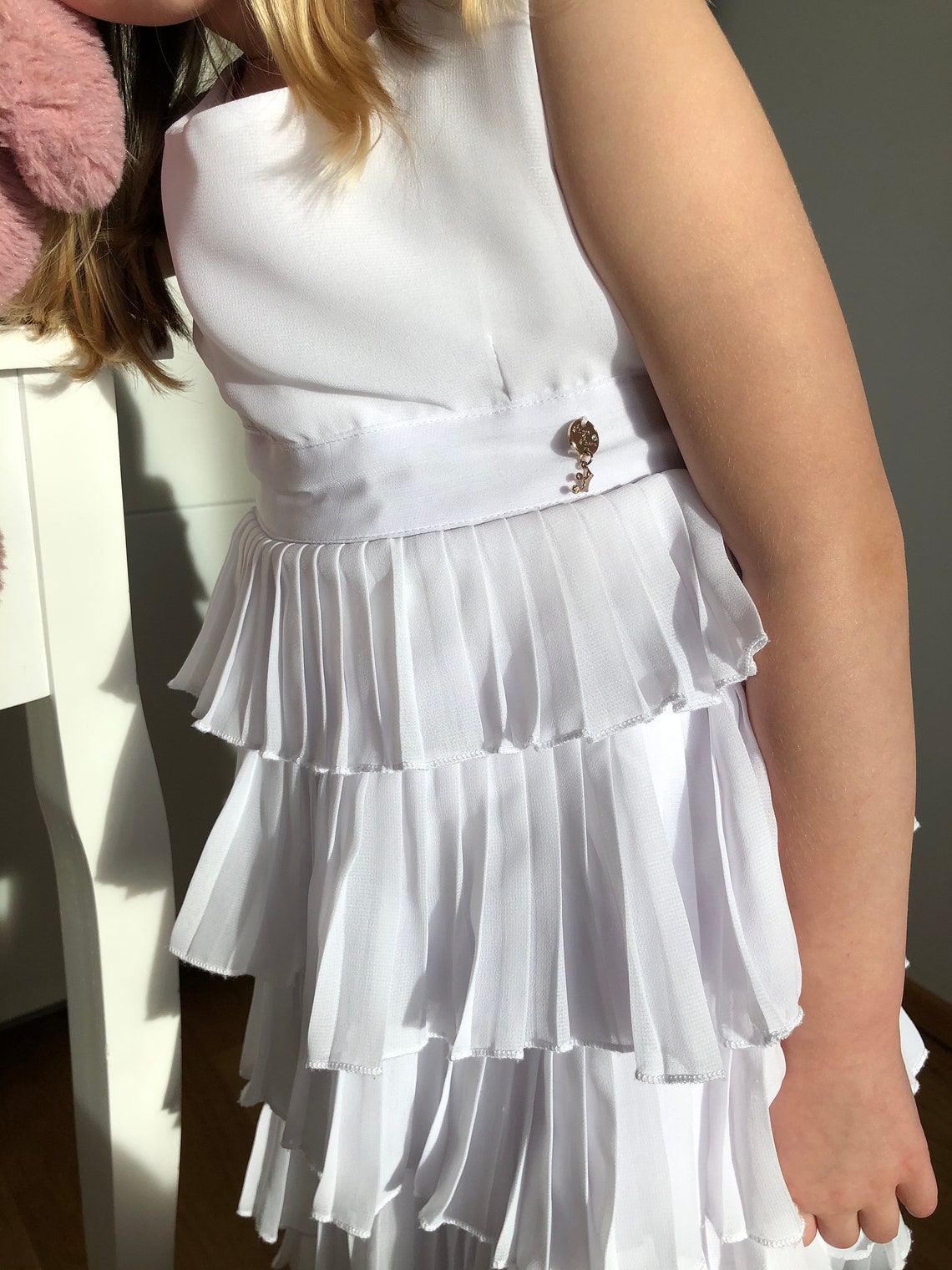 Pleated Girl Dress Girls Party Dress White Flounce Dress | Etsy