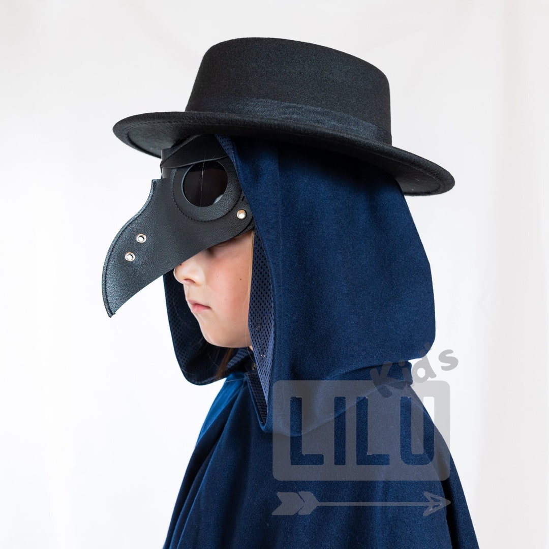 HALLOWEEN Plague Doctor Hat, Mask, Black Long Peak, Plague Doctor Mask ...