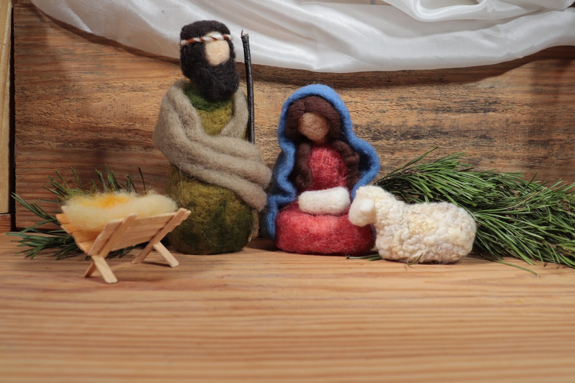 Needle Felt Nativity Scene. Waldorf Holy Family. Christmas Original ...