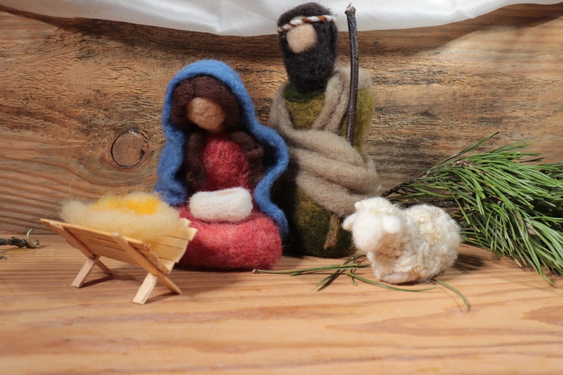 Needle Felt Nativity Scene. Waldorf Holy Family. Christmas Original ...