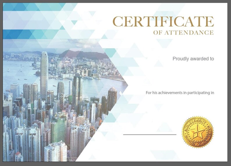 Certificate of Attendance Template International Design for Company - Etsy