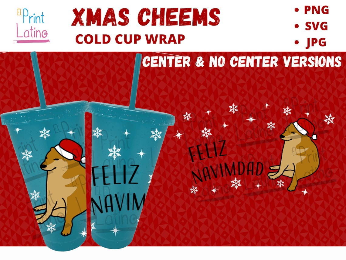 Xmas Cheems Feliz Navimdad | Cheems Cold Cup Wrap, Feliz Navidad ...