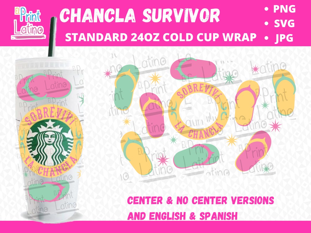 Chancla Survivor Standard 24oz Cold Cup Full Wrap, Sobreviví La Chancla ...