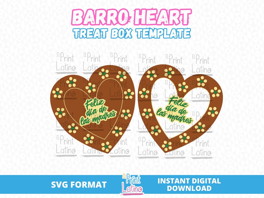 Barro Heart Box SVG, Latino Paper Crafts, Strawberry Box, Rose Box ...