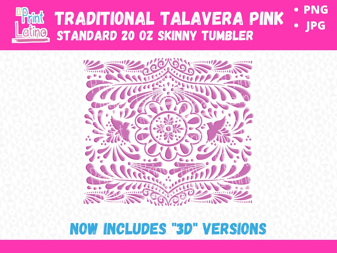 Pink Talavera Inspired Sublimation Wrap - Standard Skinny 20oz Tumblers ...