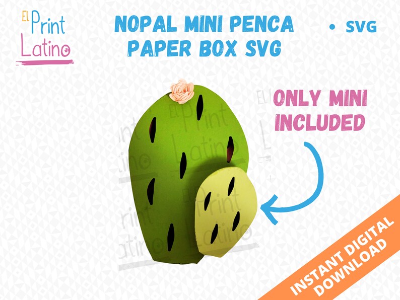 Nopal Mini Penca Cactus Paper Box SVG, Latino Paper Crafts, Fiesta ...