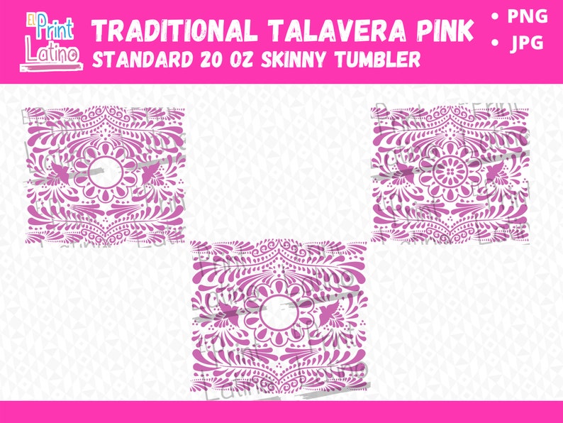 Pink Talavera Inspired Sublimation Wrap - Standard Skinny 20oz Tumblers ...
