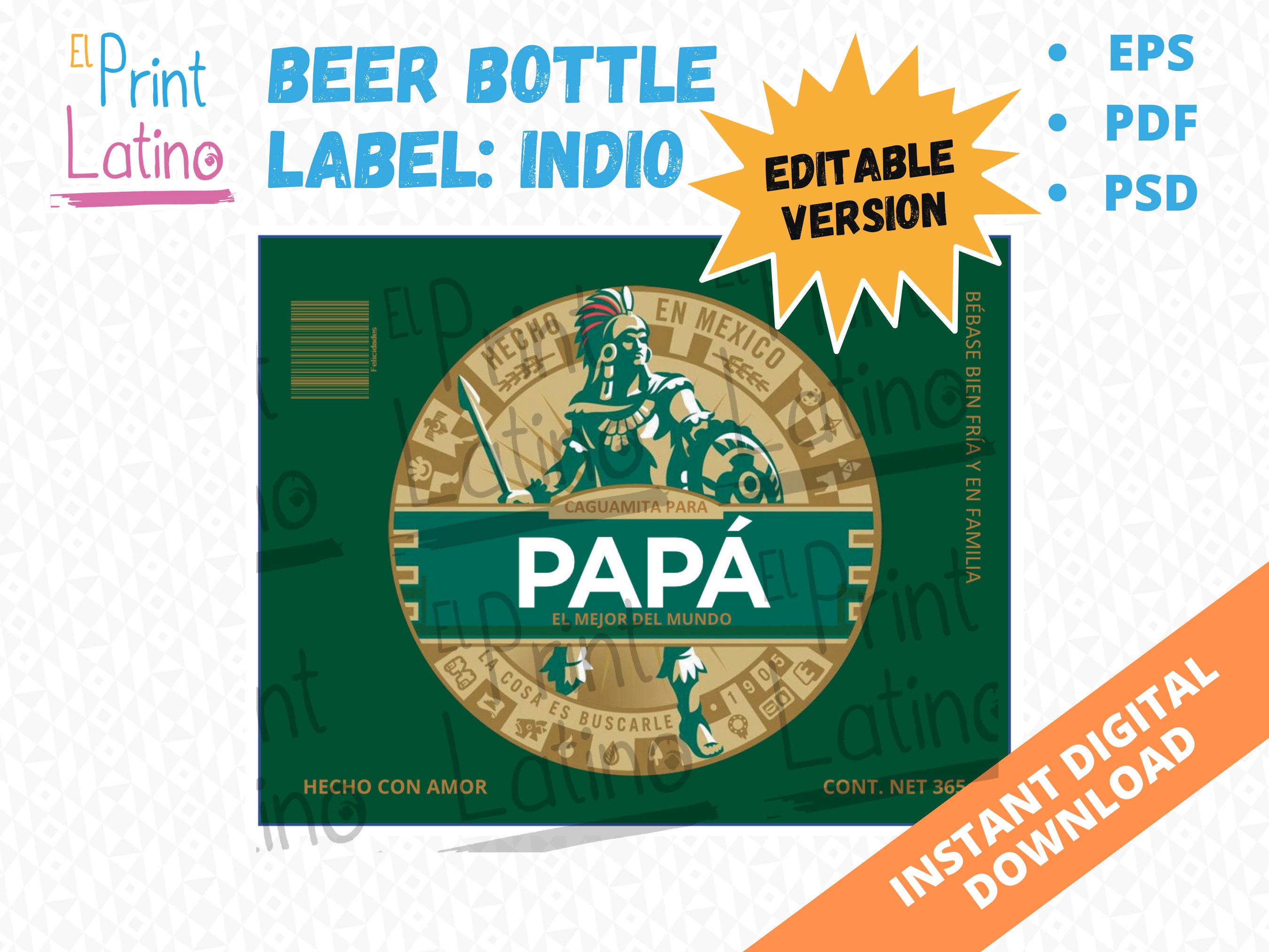 Editable Indio Label: Make Your Own Indio Beer Labels | Etsy