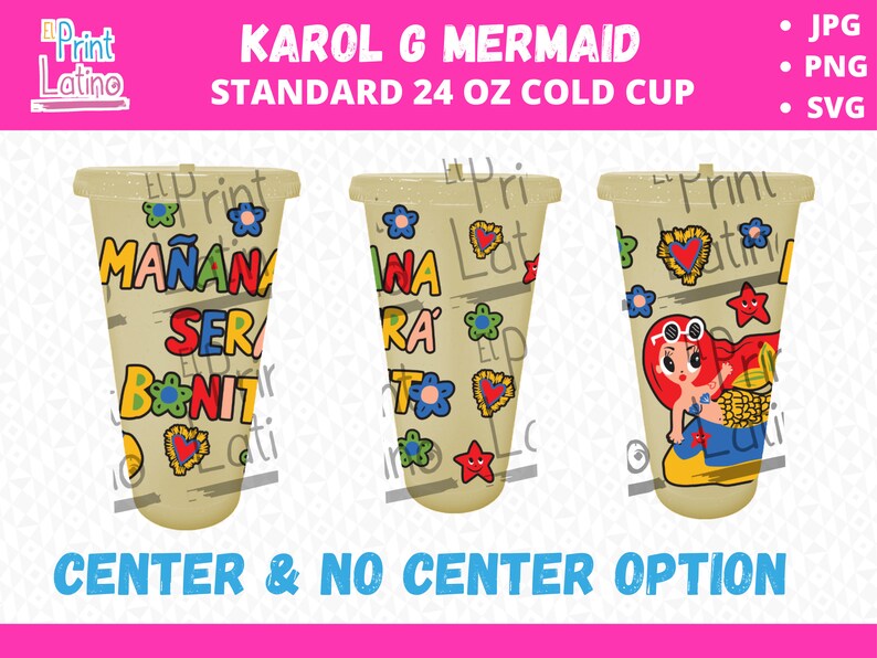 Karol G Mermaid Standard 24oz Cold Cup | Mañana Sera Bonito, Mermaid ...