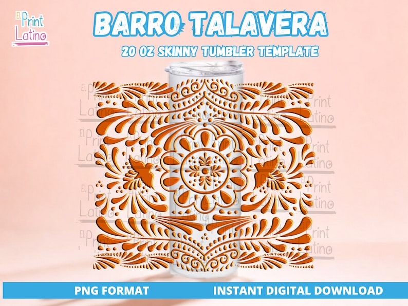 Monarca Talavera Inspired - Blue Wrap - Standard Skinny 20oz Tumblers ...