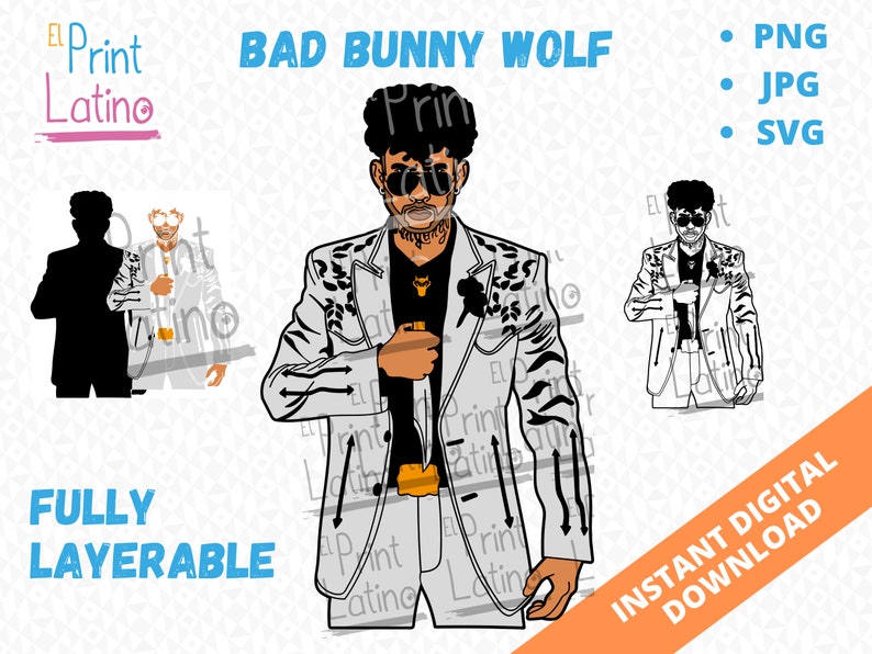 Bad Bunny Wolf Bad Bunny Bullet Train Wolf Conejo Malo - Etsy