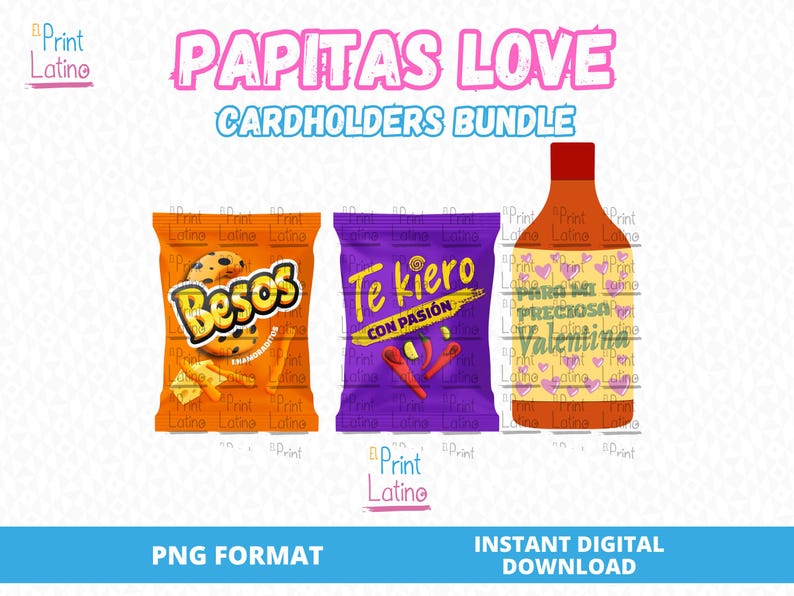 Papas, Valentina, Card Holder Bundle, Dia Del Amor, Latino Valentine's ...