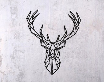 LARGE Buck Wooden Geometric Animal Deer Wall Art Decoration - Etsy