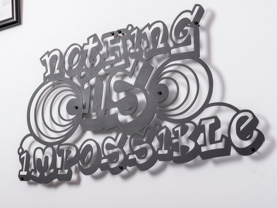 Wall Hangings Home Décor Metal Wall Sign Nothing is Impossible Metal ...